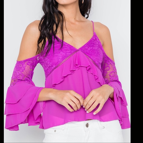 essue | Tops | Nwt Boho Cold Shoulder Lace Yoke Blouse | Poshmark